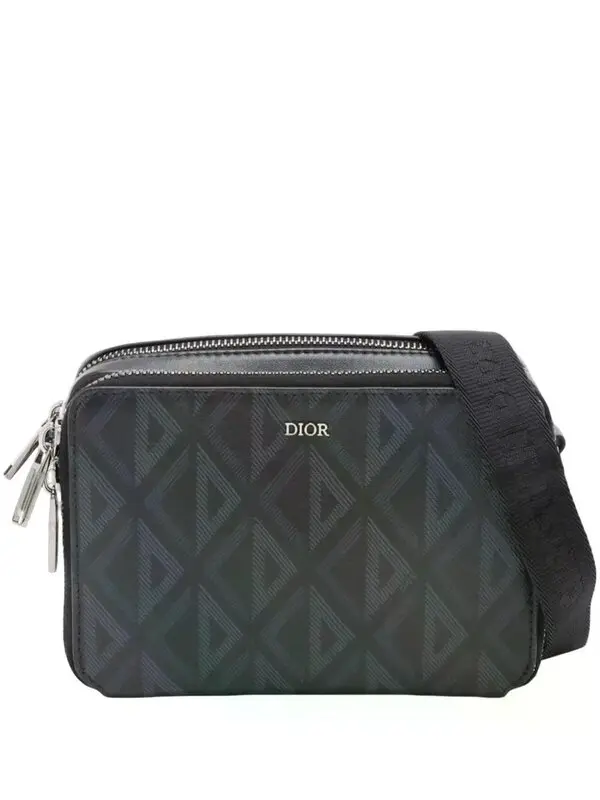 Dior 2000-2026 Coated Canvas Cd Diamond Messenger Pouch Crossbody Bag - Black