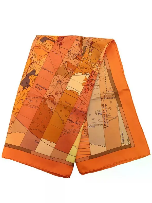 Hermès 2000-2026 Le Monde Est Vaste Silk Scarf 90 Scarves - Orange