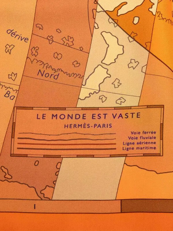 Hermès 2000-2026 Le Monde Est Vaste Silk Scarf 90 Scarves - Orange