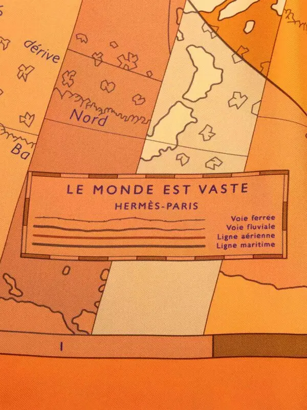 Hermès 2000-2026 Le Monde Est Vaste Silk Scarf 90 Scarves - Orange