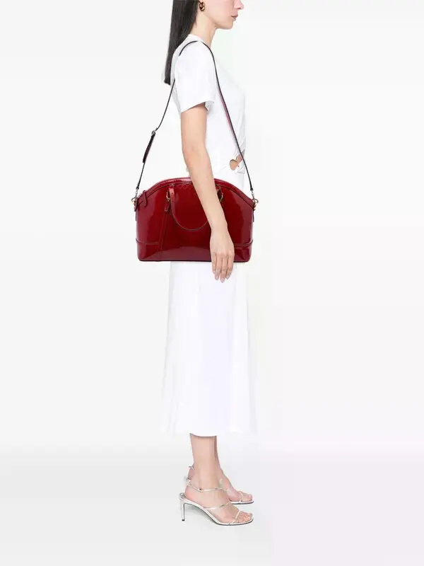 Gucci 2016-2026 Large Microguccissima Patent Nice Dome Satchel - Red