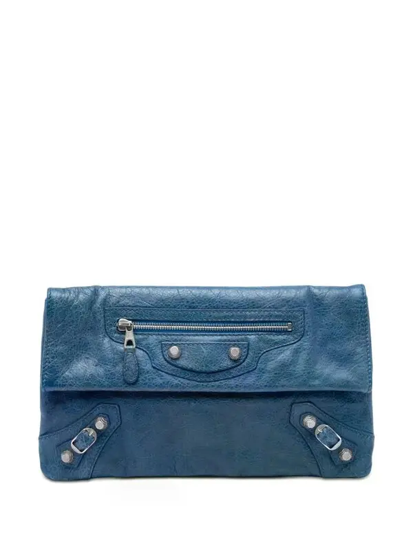 Balenciaga 2005-2026 Lambskin Motocross Giant 12 Envelope Clutch Bag - Blue