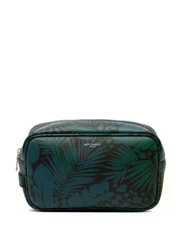 Saint Laurent 2021 Grain De Poudre Tropical Palm Pouch - Blue
