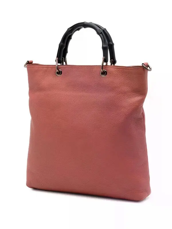 Gucci Calfskin Bamboo Shopper Tote Satchel - Pink
