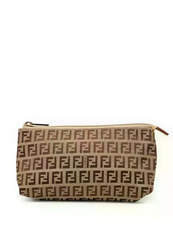 Fendi 1990-2000 Zucchino Canvas Pouch - Brown