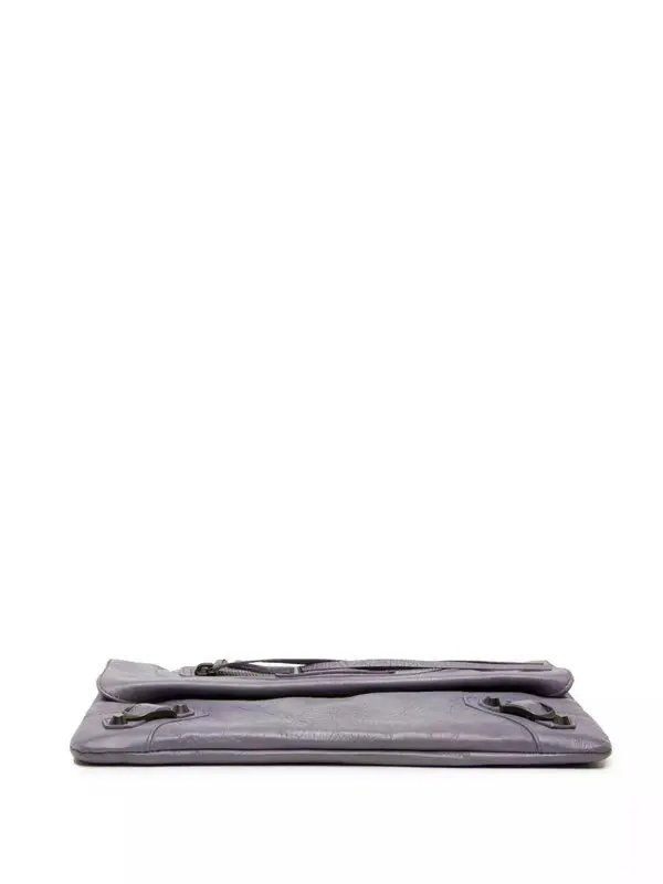 Balenciaga Lambskin Motocross Classic Envelope Clutch Bag - Purple