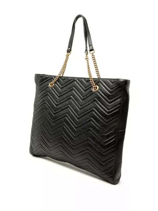 Gucci 2016-2026 Large Gg Marmont Matelasse Calfskin Slim Tote Bag - Black