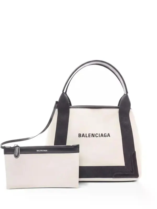 Balenciaga Navy Cabas Tote Bag - Neutrals