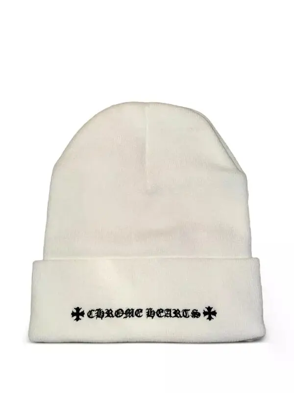 Chrome Hearts Logo Embroidered Beanie Hat - White