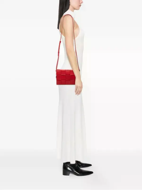 Bottega Veneta Woven Nappa Leather Crossbody Bag - Red