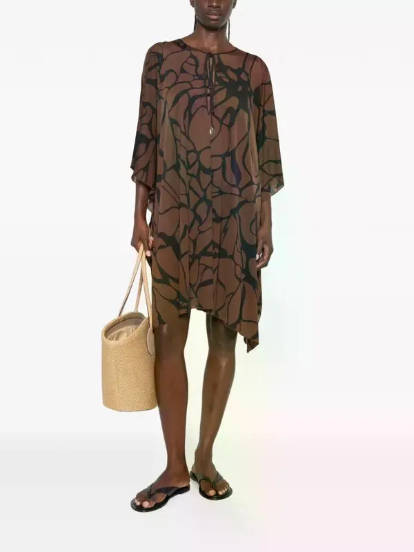 FISICO Cold-shoulder Abstract Print Mini Dress