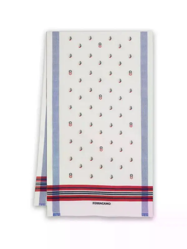 FERRAGAMO Jacquard Scarf - White
