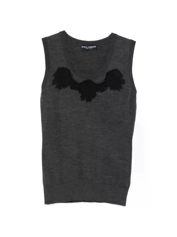 Dolce & Gabbana 1990s Lace-detail Tank Top - Grey