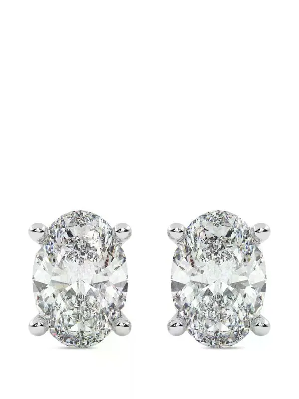 Diamond Essentials Lab-grown Oval Diamond Solitaire Stud Earrings - Silver