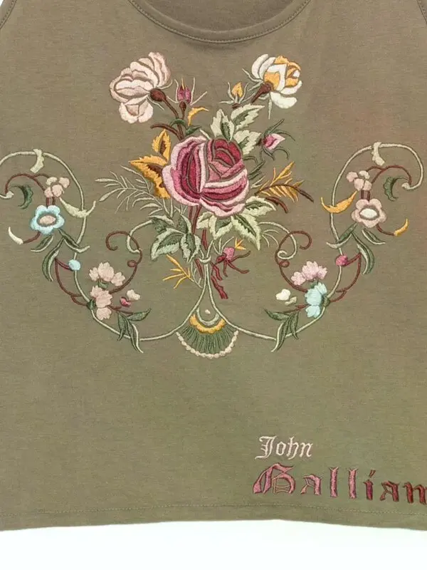 John Galliano 2000s Floral-embroidered Tank Top