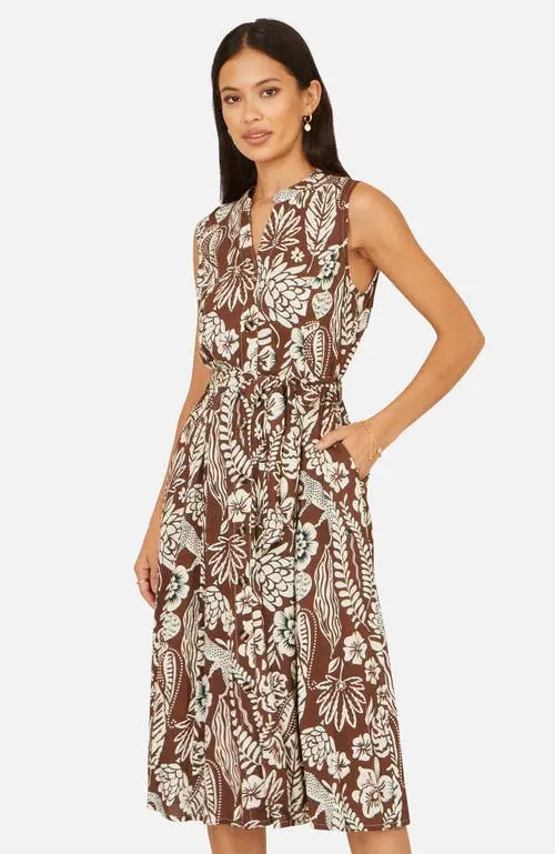 YUMI Leaf Print Shirt Dress