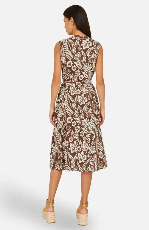 YUMI Leaf Print Shirt Dress