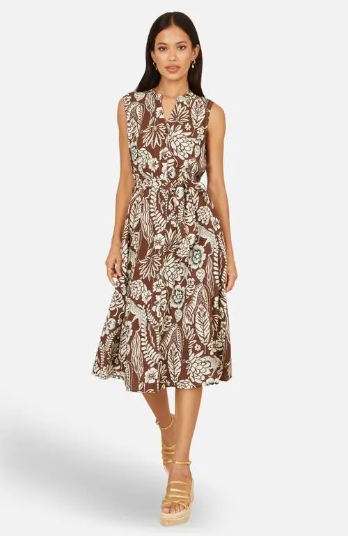 YUMI Leaf Print Shirt Dress