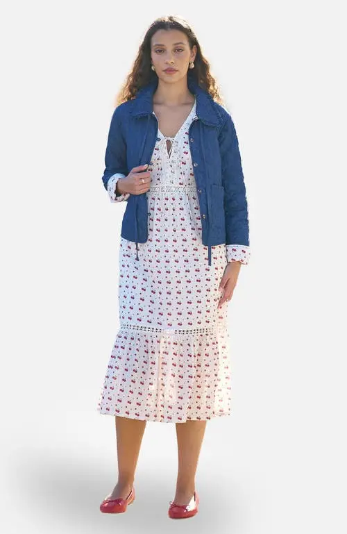 YUMI Chambray Quilted Jacket - Blue
