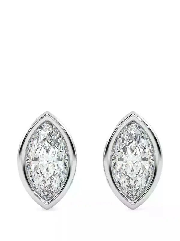 Diamond Essentials Marquise-cut Diamond Solitaire Earrings In 14k White Gold - Silver