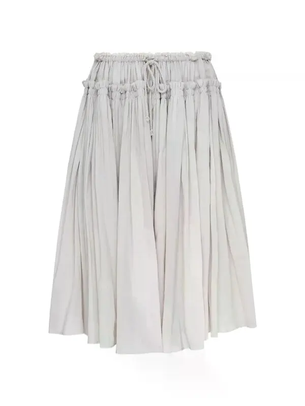 GLOWNY Lace-trim Gathered Midi Skirt - Grey