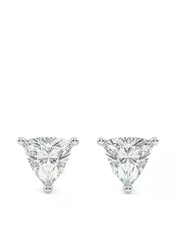 DIAMOND ESSENTIALS 1.0 Carat Trillion-cut Diamond Earrings In 14kt White Gold - Silver