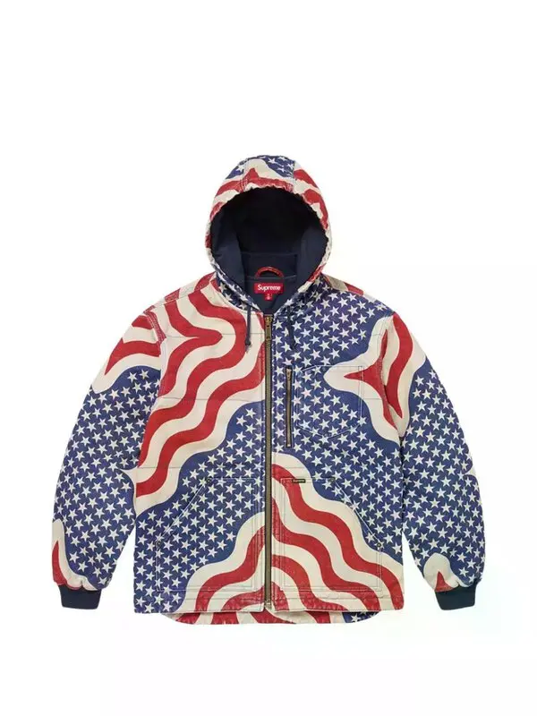 Supreme Flag-print Quilted Jacket - Blue