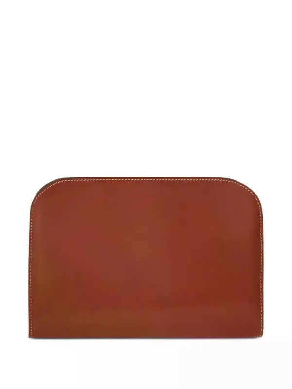 FERRAGAMO Diana Clutch In Calfskin With Gancio Clasp - Brown