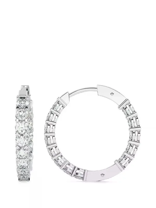 DIAMOND ESSENTIALS Diamond Hoop Earrings In White Gold