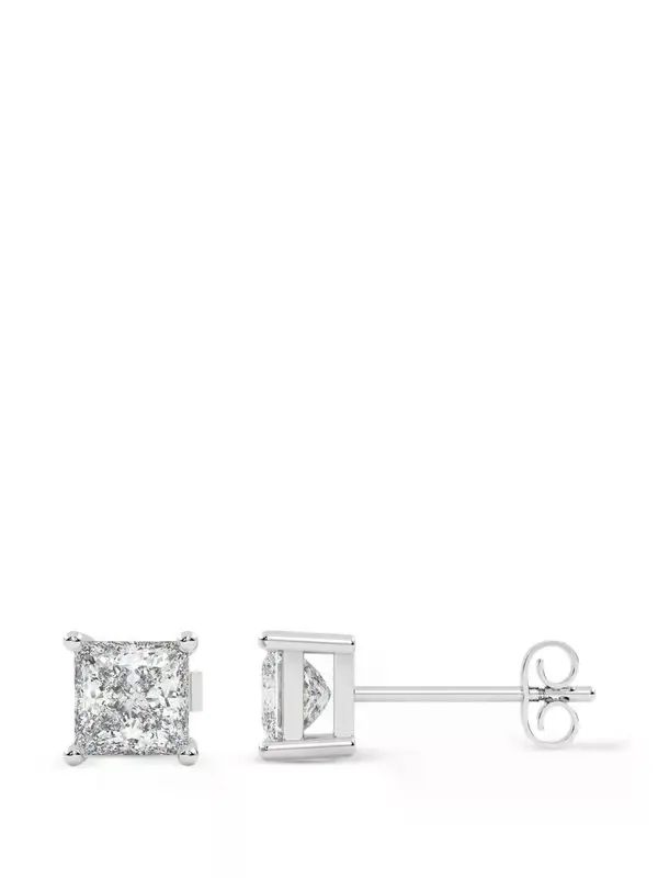DIAMOND ESSENTIALS 14k White Gold Princess-cut Diamond Stud Earrings