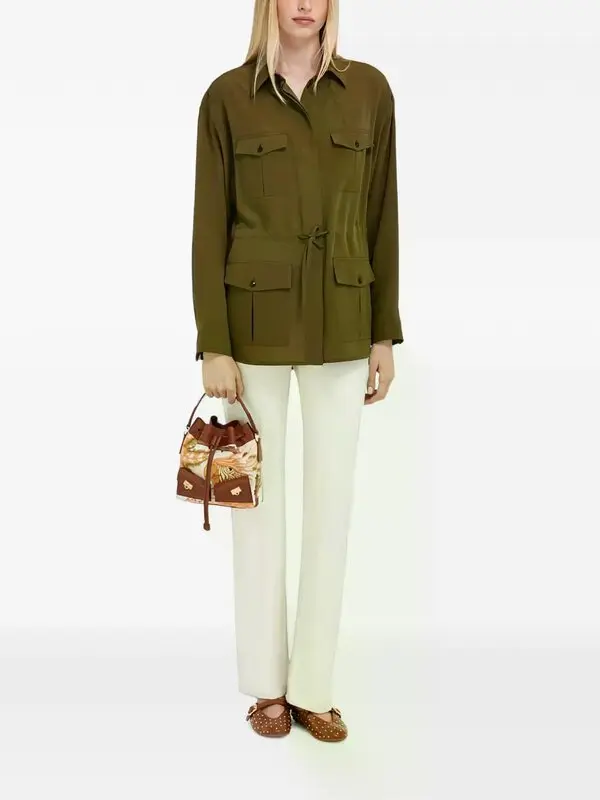 FERRAGAMO Parrots Pattern Printed Twill Bucket Bag