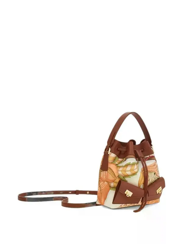 FERRAGAMO Parrots Pattern Printed Twill Bucket Bag