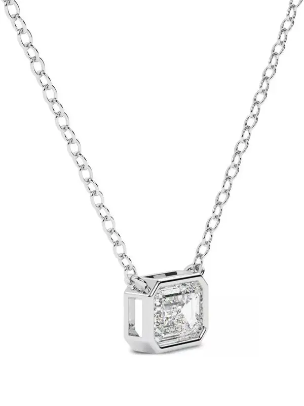 DIAMOND ESSENTIALS Emerald-cut Diamond Pendant Necklace In 14k White Gold