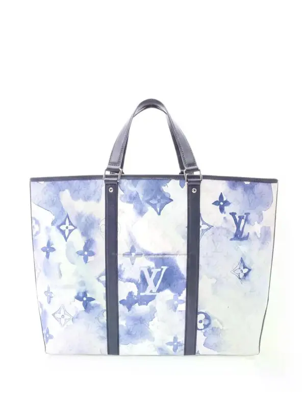LOUIS VUITTON 2021 Gm Watercolor Weekend Leather-trim Tote Bag - Blue