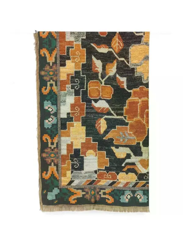 PIERRE-LOUIS MASCIA Geometric-print Fringed Scarf - Brown