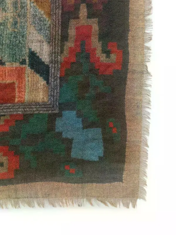 PIERRE-LOUIS MASCIA Floral-print Frayed Scarf - Blue