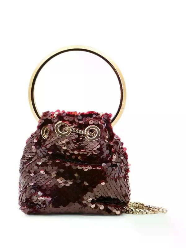 JIMMY CHOO Bon Bon Sequin-embellished Bucket Bag - Red