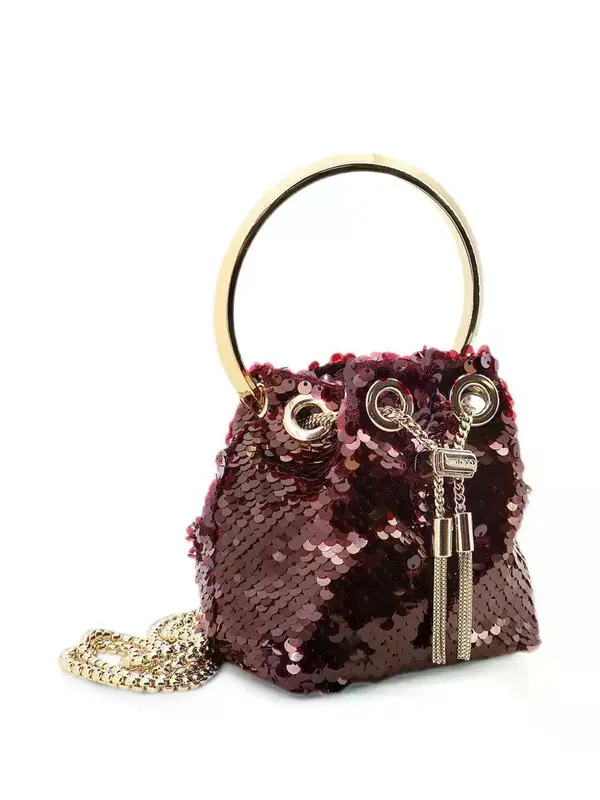 JIMMY CHOO Bon Bon Sequin-embellished Bucket Bag