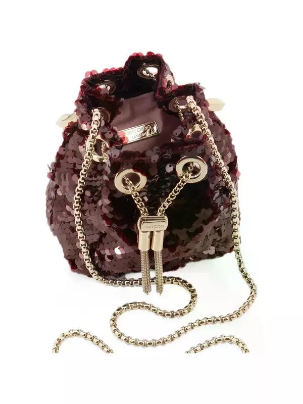 JIMMY CHOO Bon Bon Sequin-embellished Bucket Bag