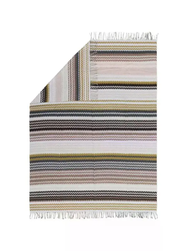 Missoni Humbert Zigzag-pattern Fringed Throw - Neutrals