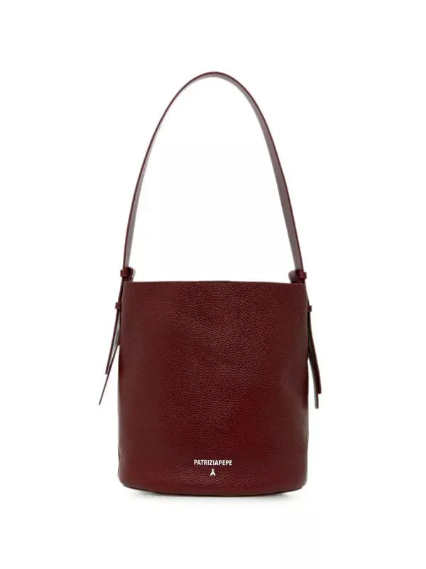 Patrizia Pepe Never Complete Logo-print Grained Bucket Bag - Red