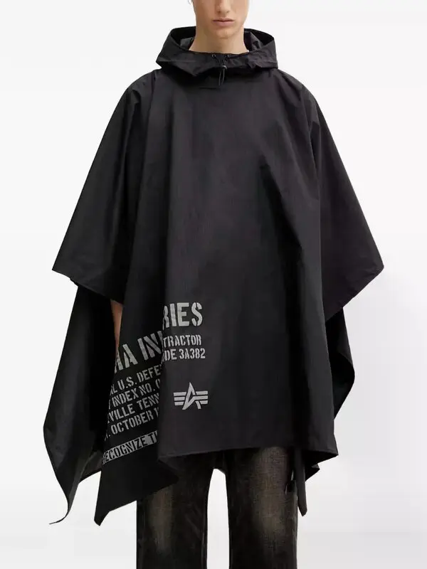 Alpha Industries Logo-print Rain Hooded Jacket - Black