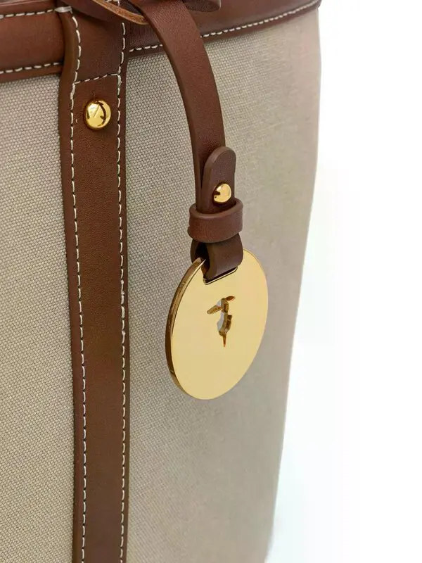 TRUSSARDI Elba Leather-trim Canvas Tote Bag