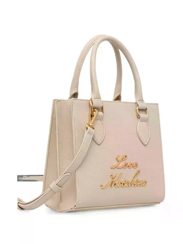 Moschino Logo Lettering Heart Charm Tote Bag