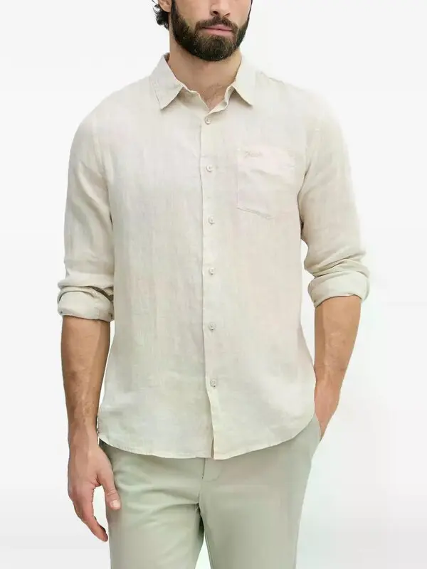 Guess Logo-embroidered Chest-pocket Shirt
