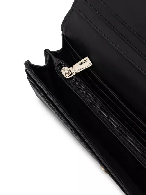 Guess Laurel Logo-plaque Foldover Wallet - Black