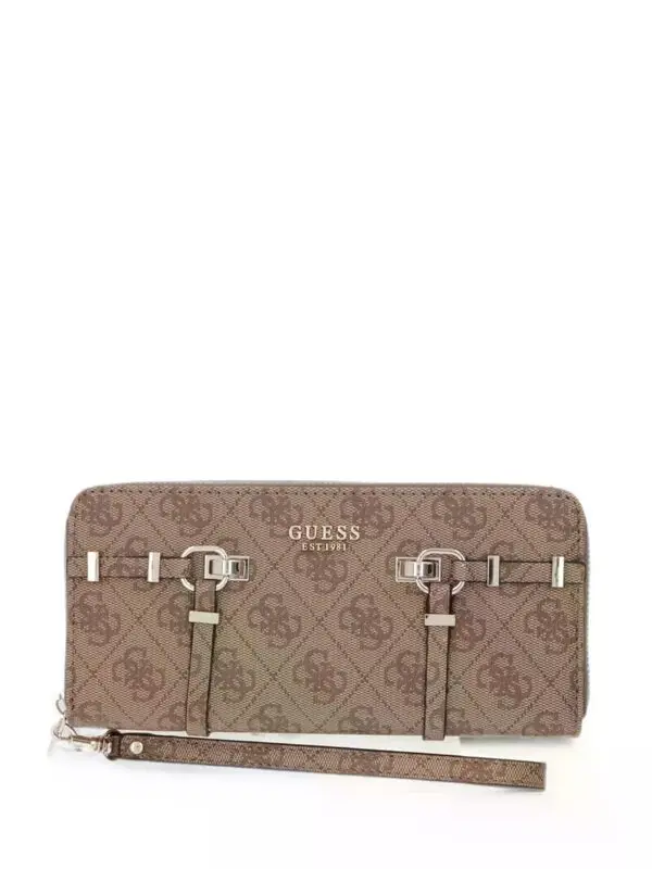 Guess Monogram-print Buckle-detail Wallet - Brown
