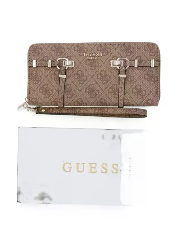 Guess Monogram-print Buckle-detail Wallet - Brown