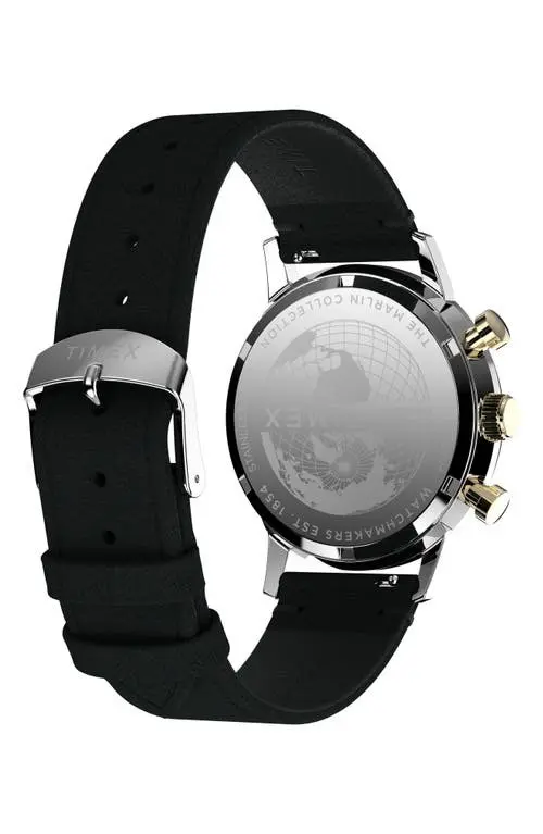 Timex® Marlin Chronograph Leather Strap Watch