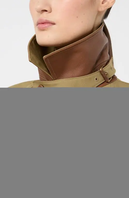 Max Mara Water Repellent Gabardine Trench Coat With Leather Trim